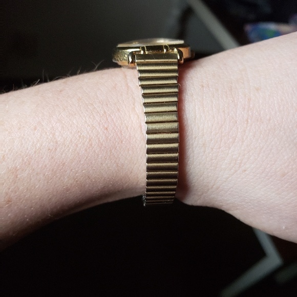 Timex | Accessories | Gold Tone Timex Quartz Watch With Stretch Band ...